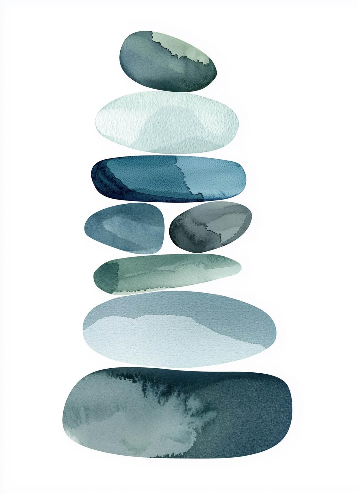 Watercolor Balanced Stones Clipart, 10 High Quality Balanced Stones ...