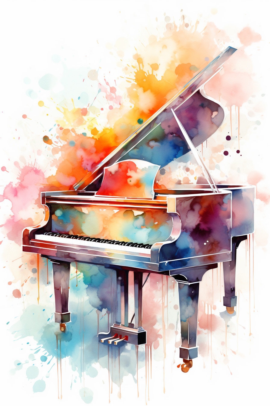 Watercolor Musical Piano Clipart, 12 High Quality Watercolor Musical ...