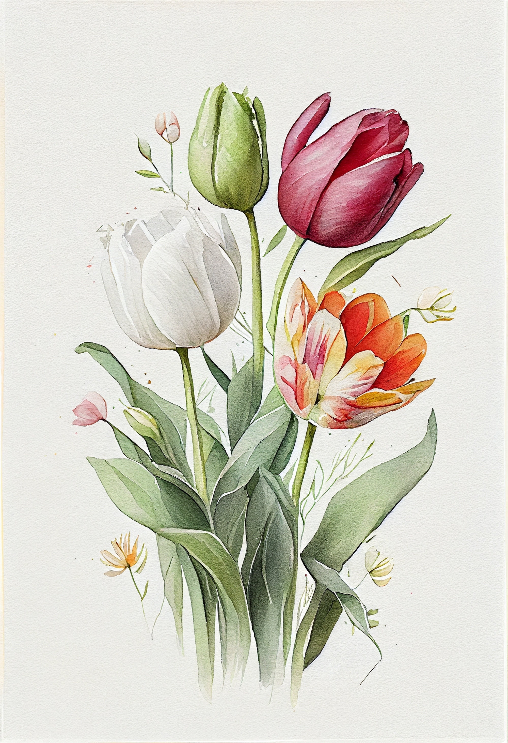 Watercolor Blooming Tulips Clipart, 10 High Quality Watercolor Tulips ...