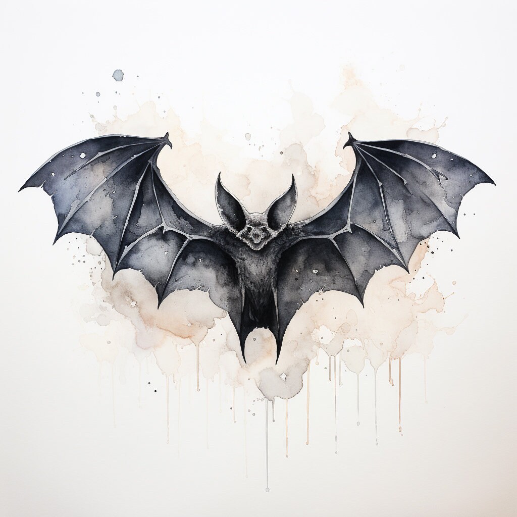 Watercolor Bat Halloween Clipart, 10 High Quality Bat Halloween Jpgs ...