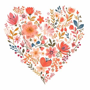 Watercolor Heart Flowers Clipart, 12 High Quality Heart Flowers Jpgs ...