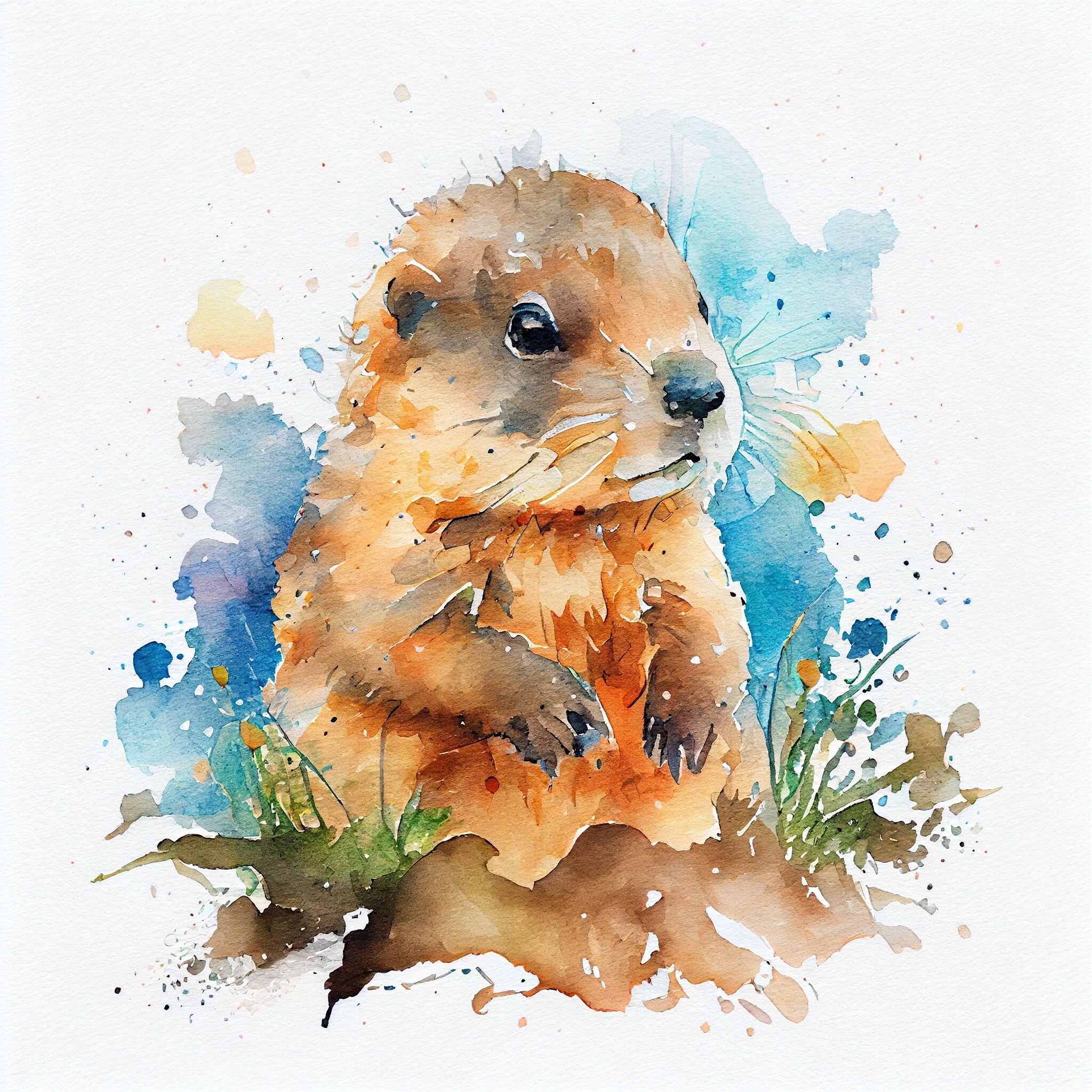 Watercolor Baby Groundhog Clipart, 9 High Quality Baby Groundhog Jpgs ...