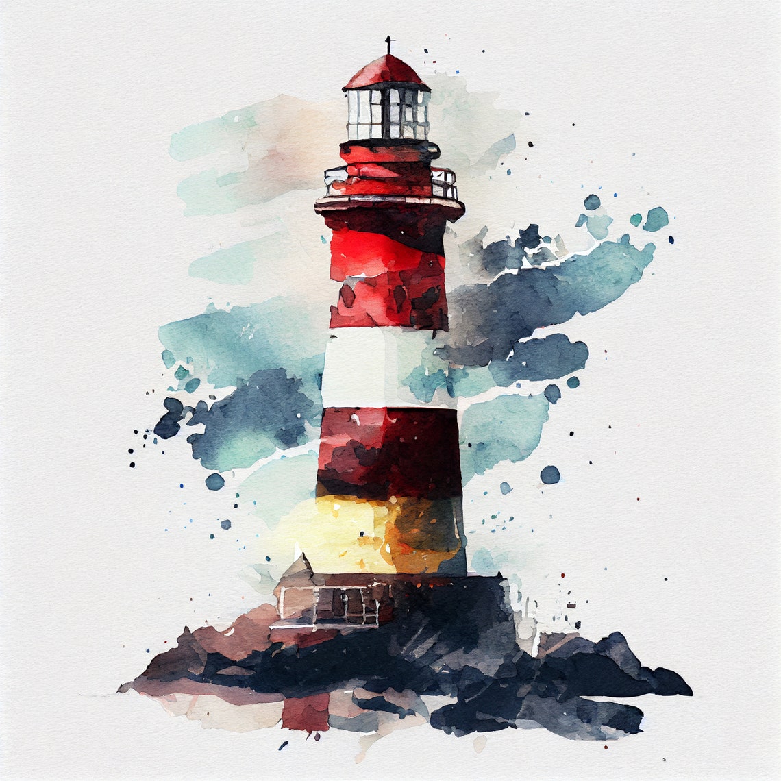Watercolor Lighthouse Clipart 9 High Quality Lighthouse Jpgs - Etsy
