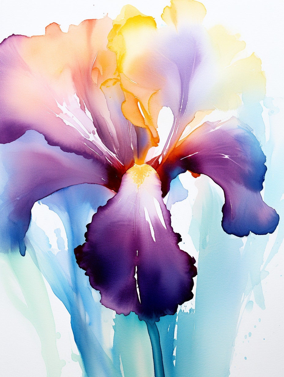 Watercolor Abstract Iris Clipart 12 High Quality Abstract - Etsy