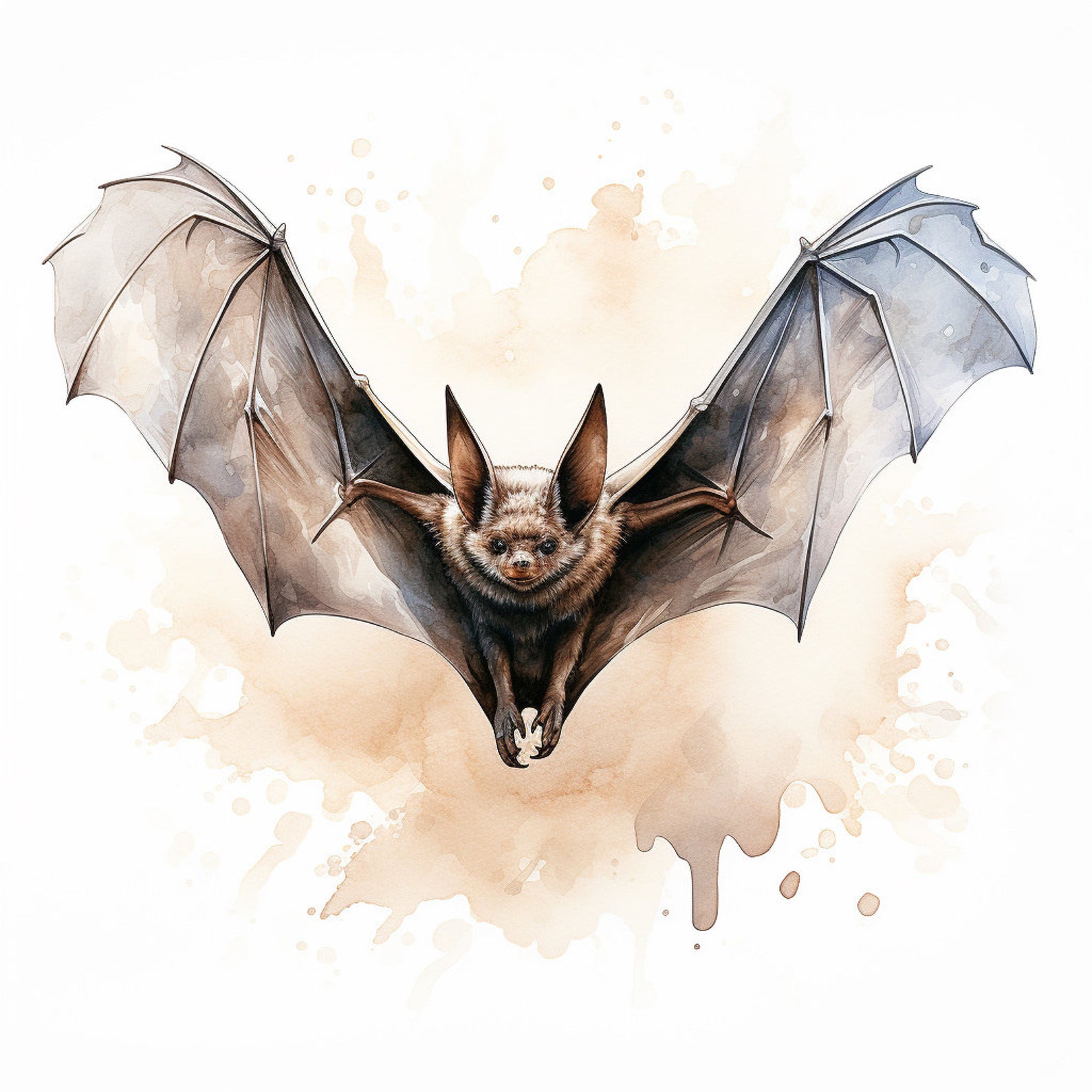 Watercolor Bat Halloween Clipart, 10 High Quality Bat Halloween Jpgs ...