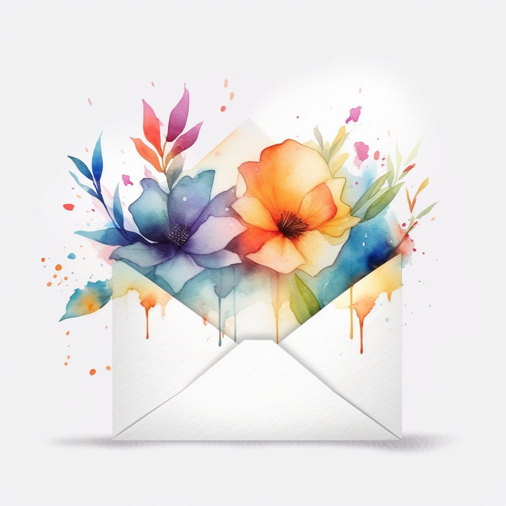 Watercolor Wildflowers in Envelope Clipart, 11 High Quality Wildflowers ...