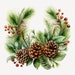 Watercolor Christmas Reef With Pine Cones Clipart, 12 High Quality ...