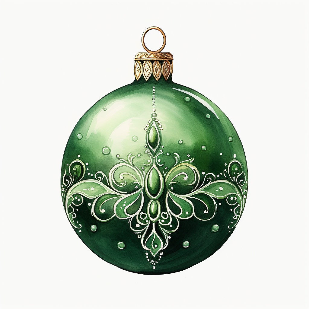 Watercolor Christmas Ornament Clipart, 12 High Quality Christmas ...