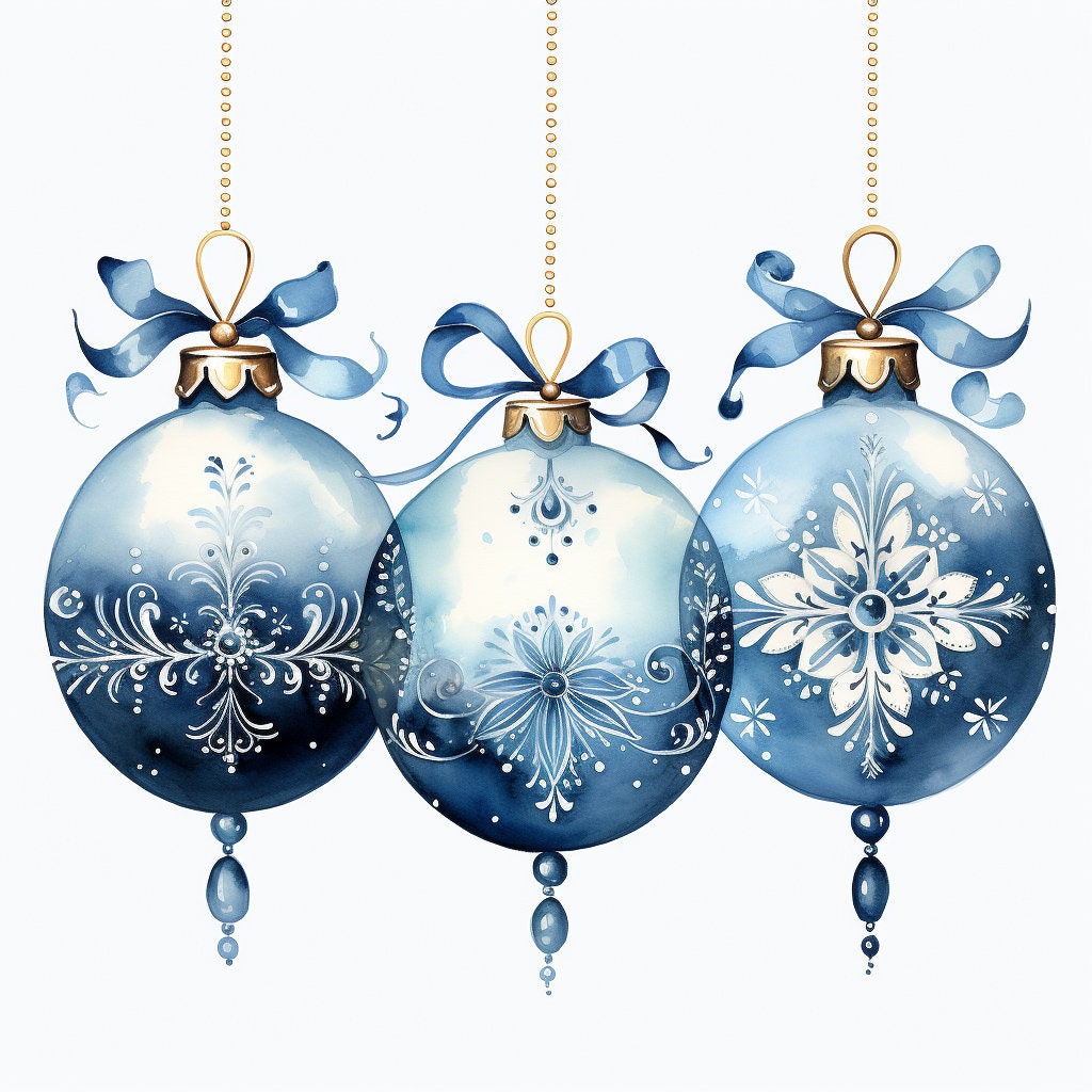 Watercolor Christmas Ornament Clipart, 12 High Quality Christmas ...