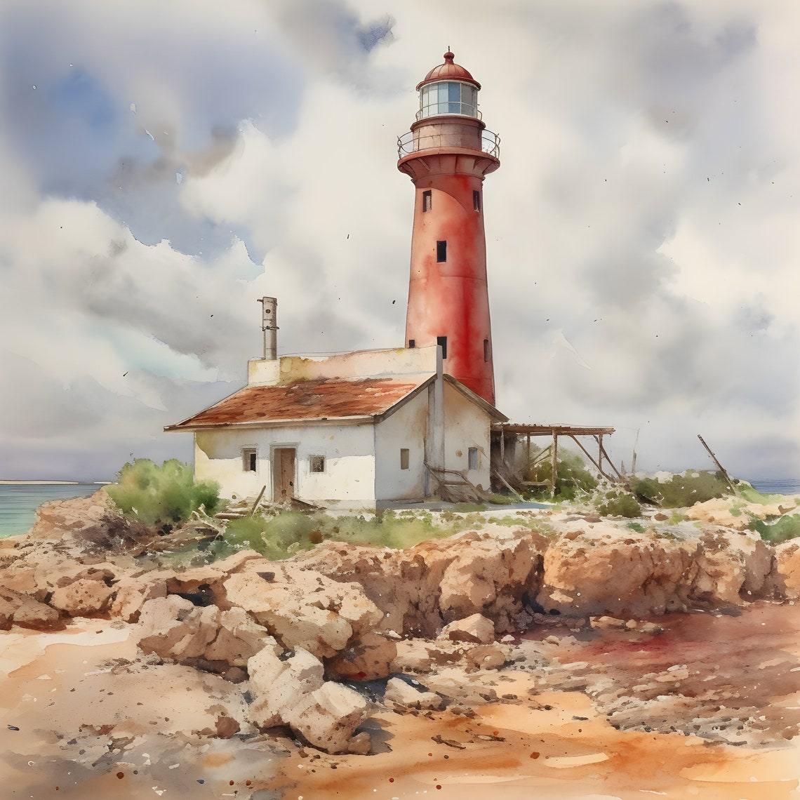 Watercolor Lighthouse Clipart 9 High Quality Lighthouse Jpgs - Etsy