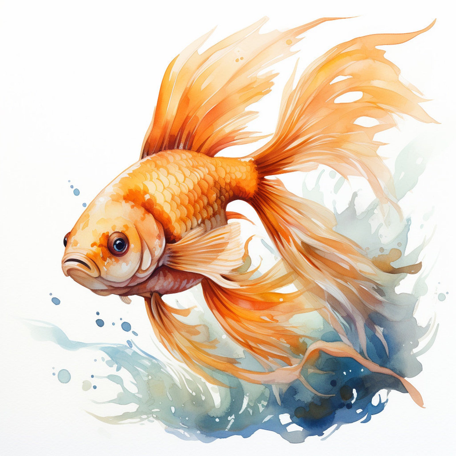 Watercolor Lionhead Goldfish Isolated Clipart, 12 High Quality Lionhead ...