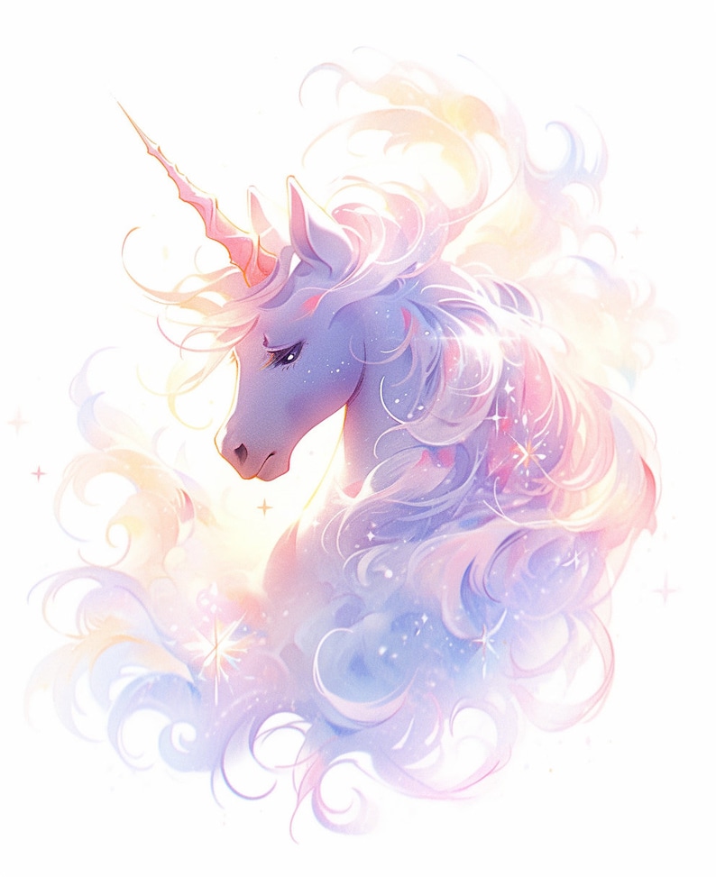 Watercolor Magical Unicorn Clipart, 12 High Quality Watercolor Magical ...