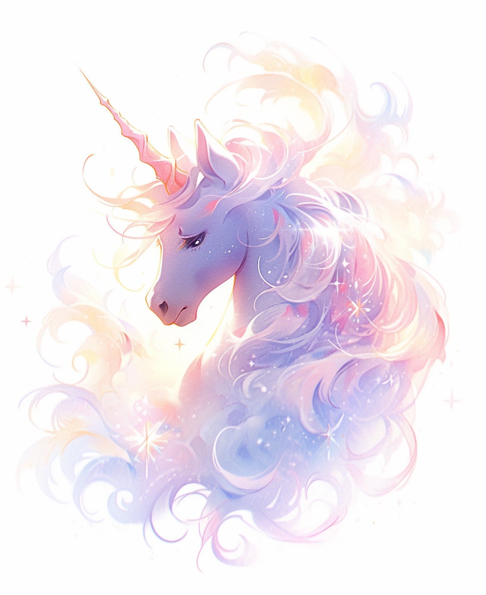 Watercolor Magical Unicorn Clipart, 12 High Quality Watercolor Magical ...