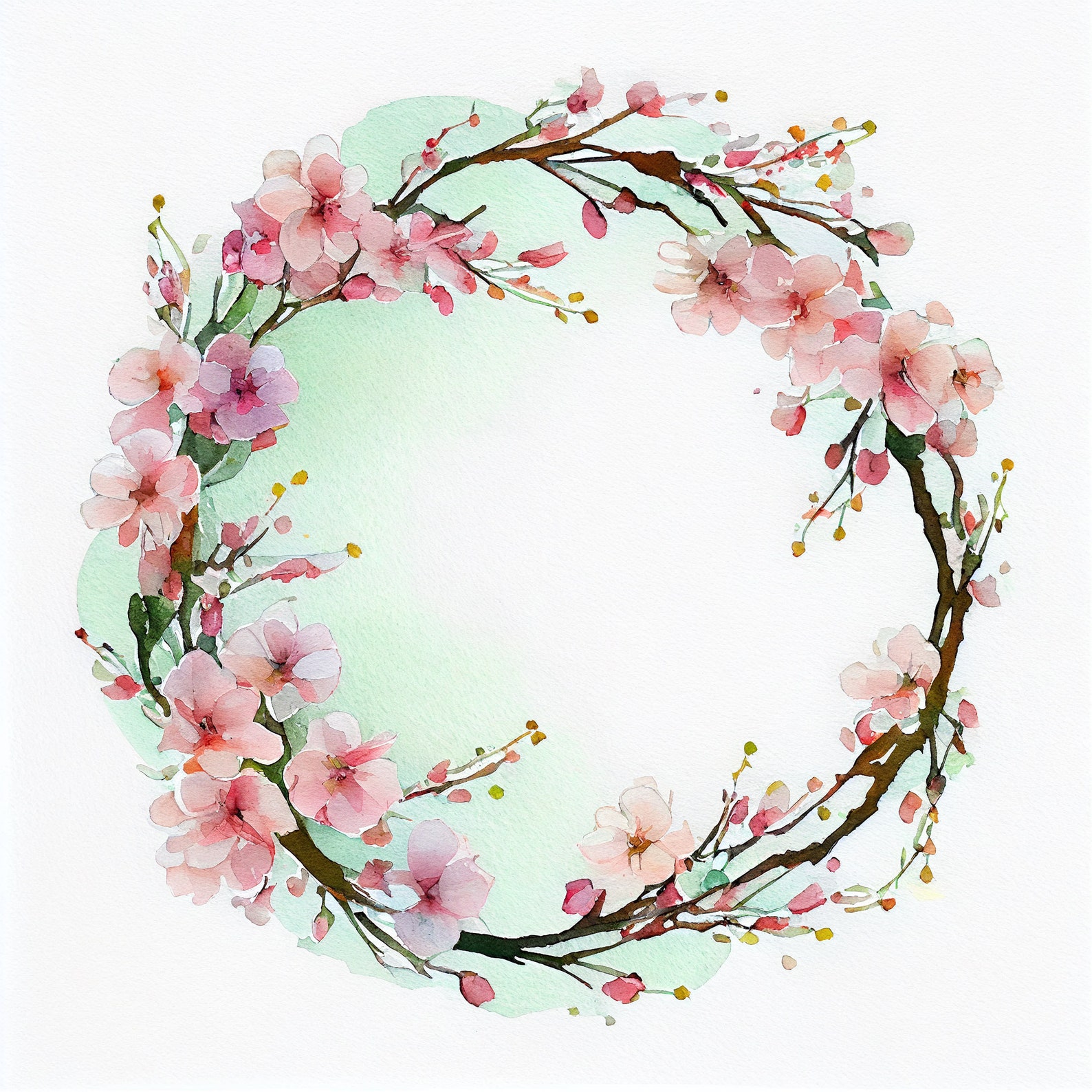Watercolor Wreath Cherry Clipart, 9 High Quality Wreath Cherry Jpgs ...