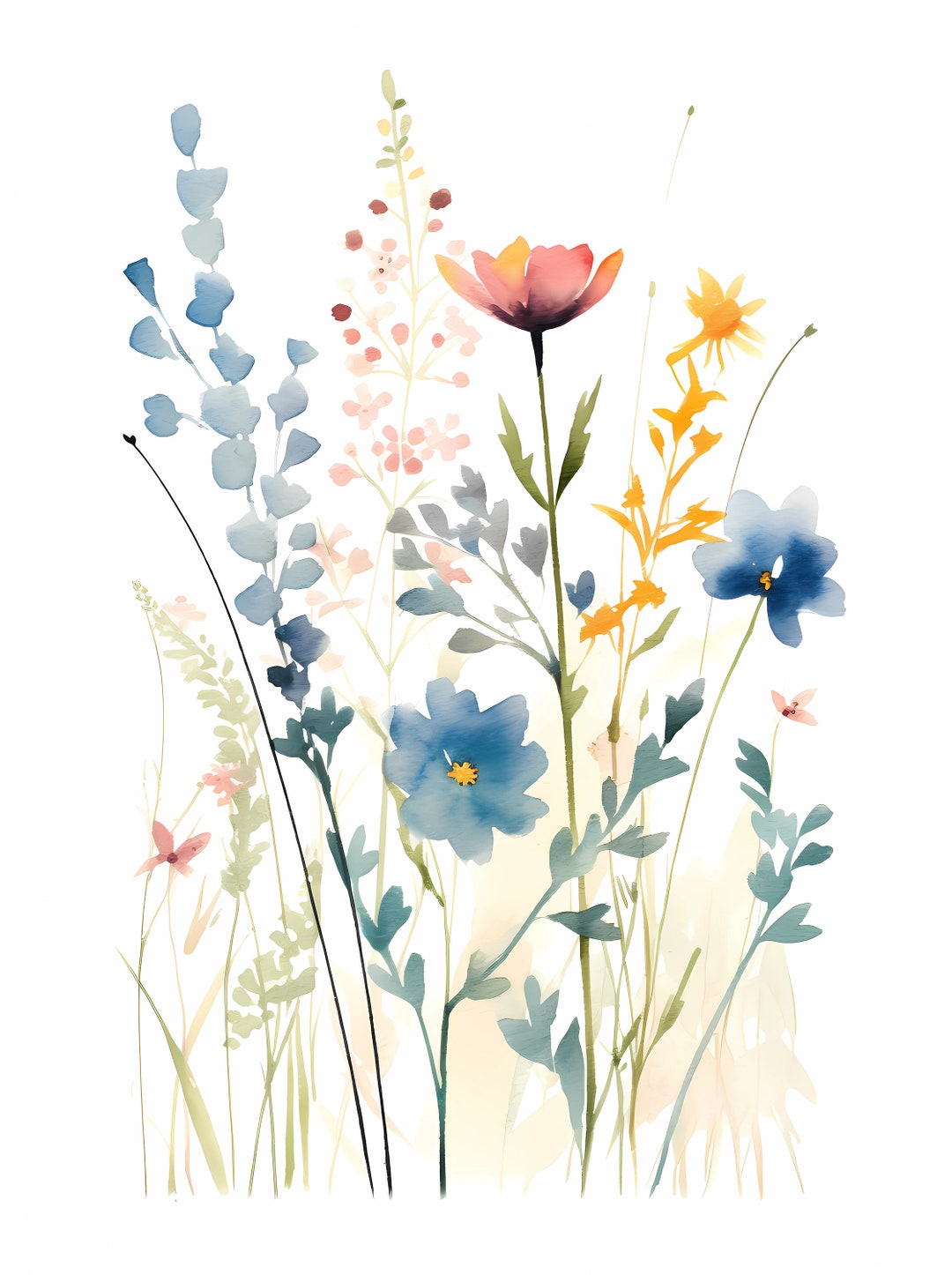 Watercolor Wildflower Clipart, 10 High Quality Wildflower Jpgs, for ...