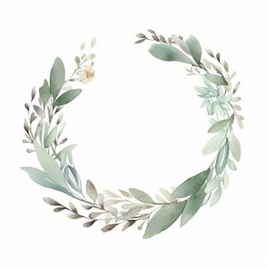 Watercolor Green Floral Wreath Clipart, 12 High Quality Green Floral ...