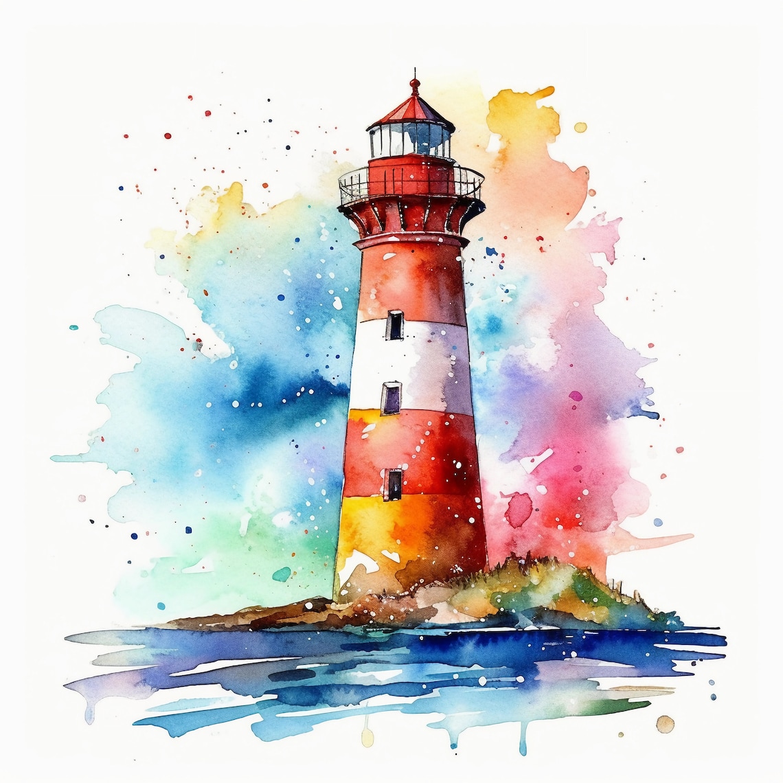 Watercolor Lighthouse Clipart 9 High Quality Lighthouse Jpgs - Etsy