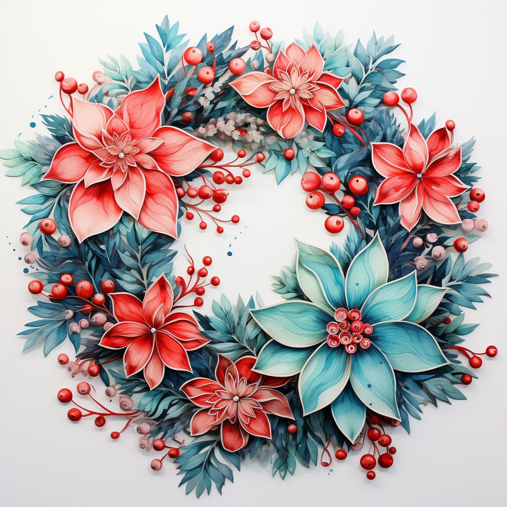 Watercolor Christmas Wreaths Clipart, 12 High Quality Christmas Wreaths ...