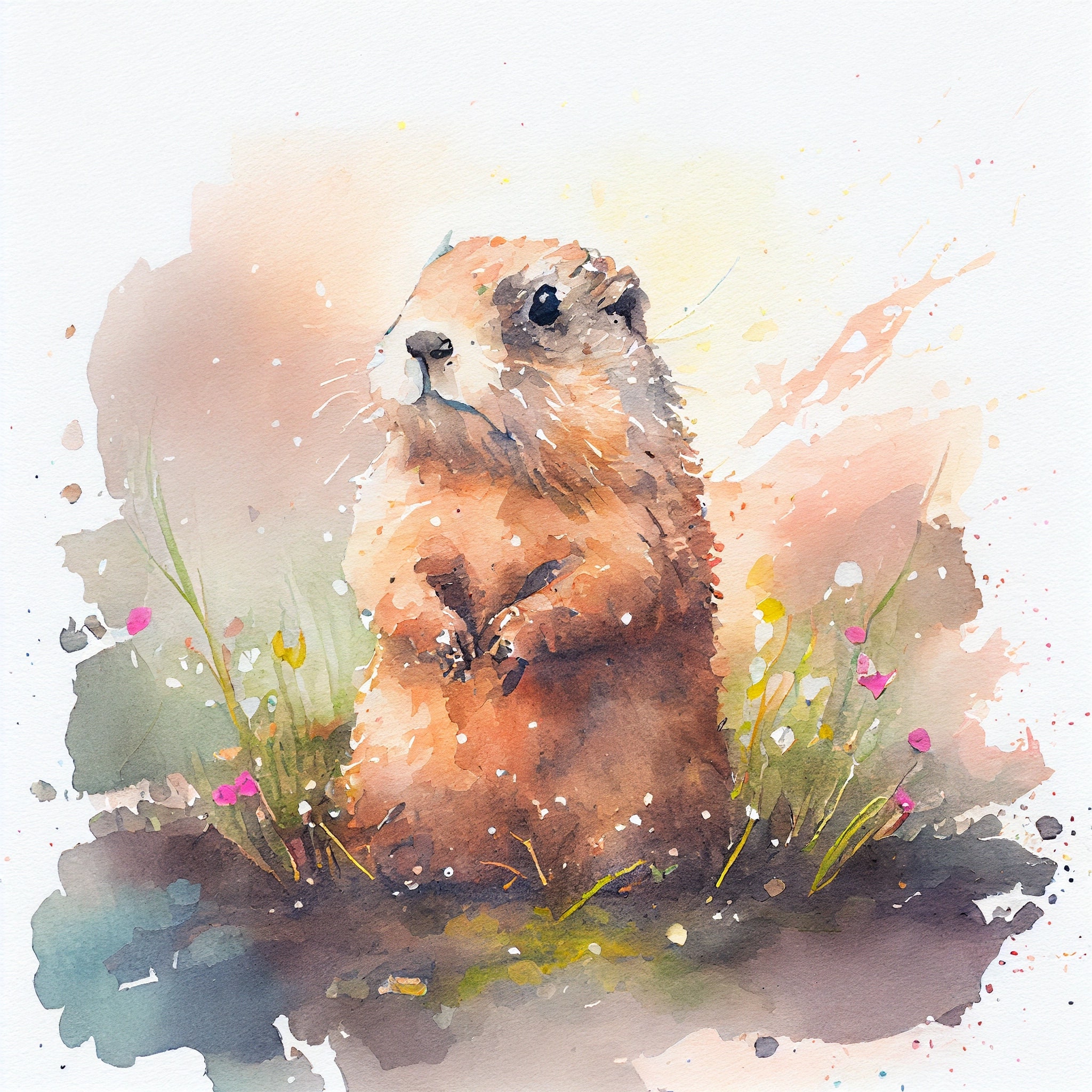 Watercolor Baby Groundhog Clipart, 9 High Quality Baby Groundhog Jpgs ...