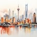 Watercolor Shanghai Skyline Clipart, 10 High Quality Shanghai Skyline ...