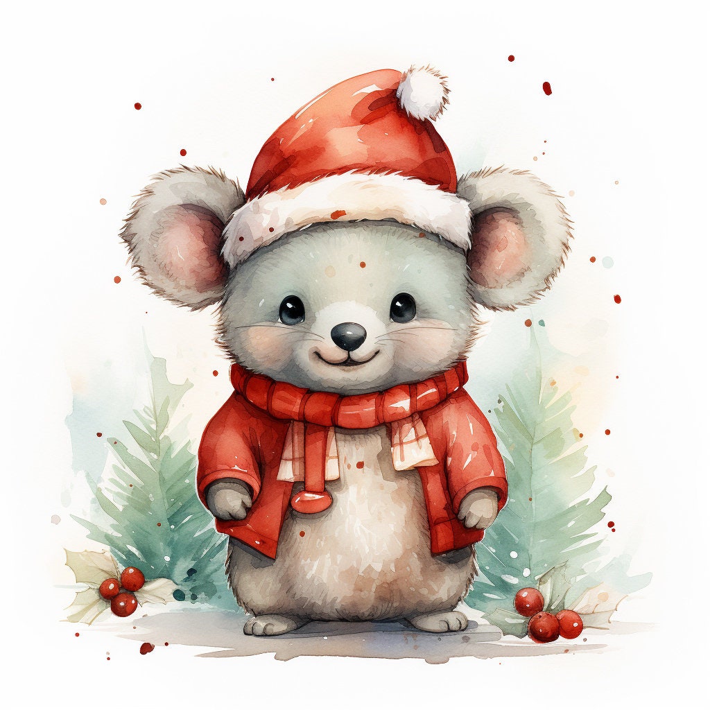 Watercolor Christmas Animals Clipart, 12 High Quality Christmas Animals ...