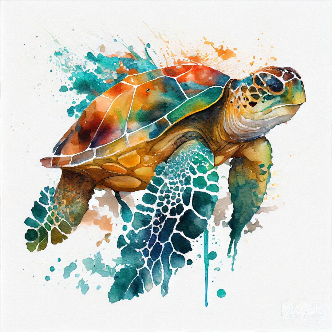 Watercolor Sea Turtle Isolated Clipart, 8 High Quality Sea Turtle ...