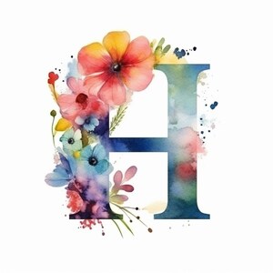 Watercolor Letters Flowers Clipart, 26 High Quality Watercolor Letters ...