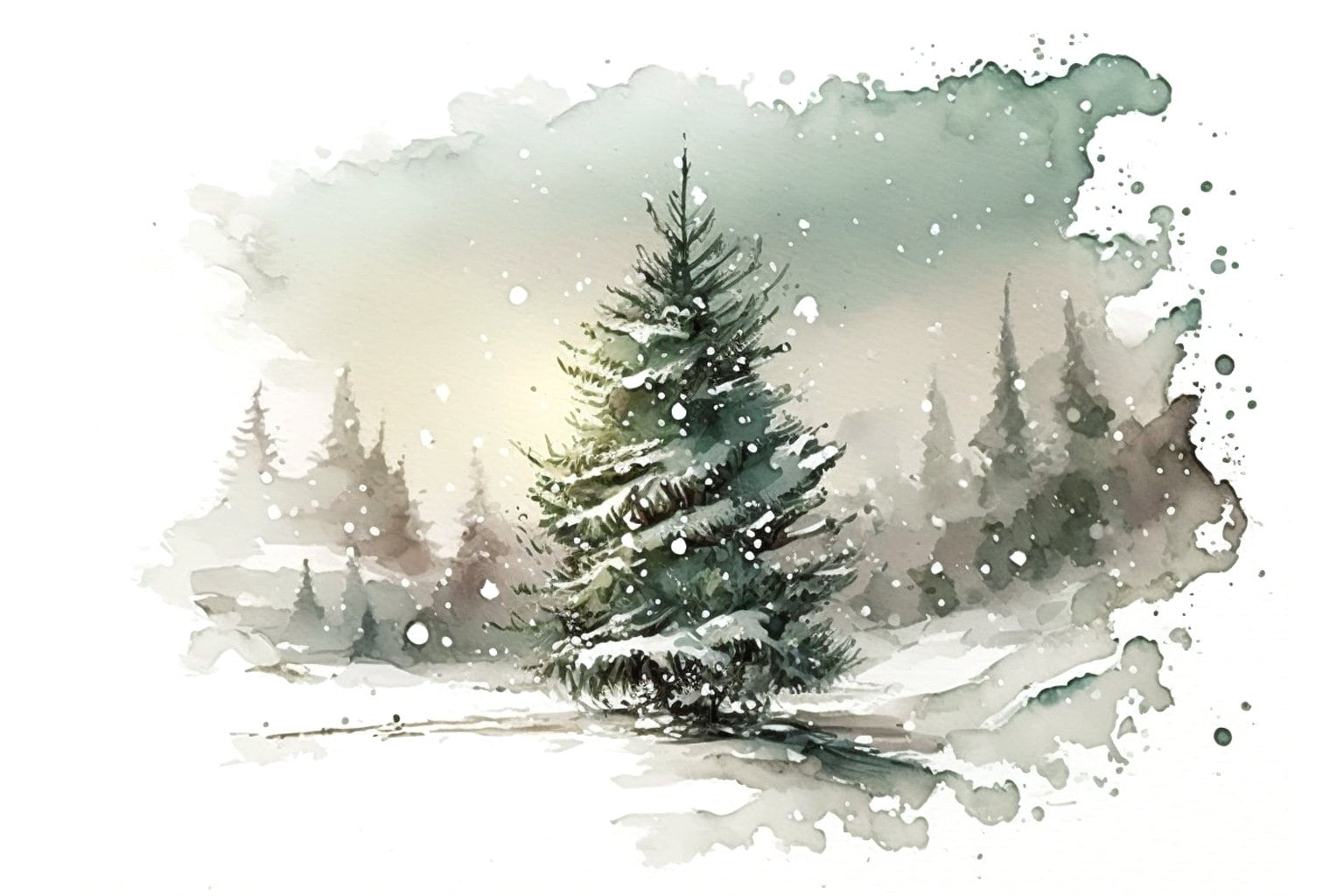 Watercolor Christmas Card Clipart, 12 High Quality Christmas Card Jpgs ...