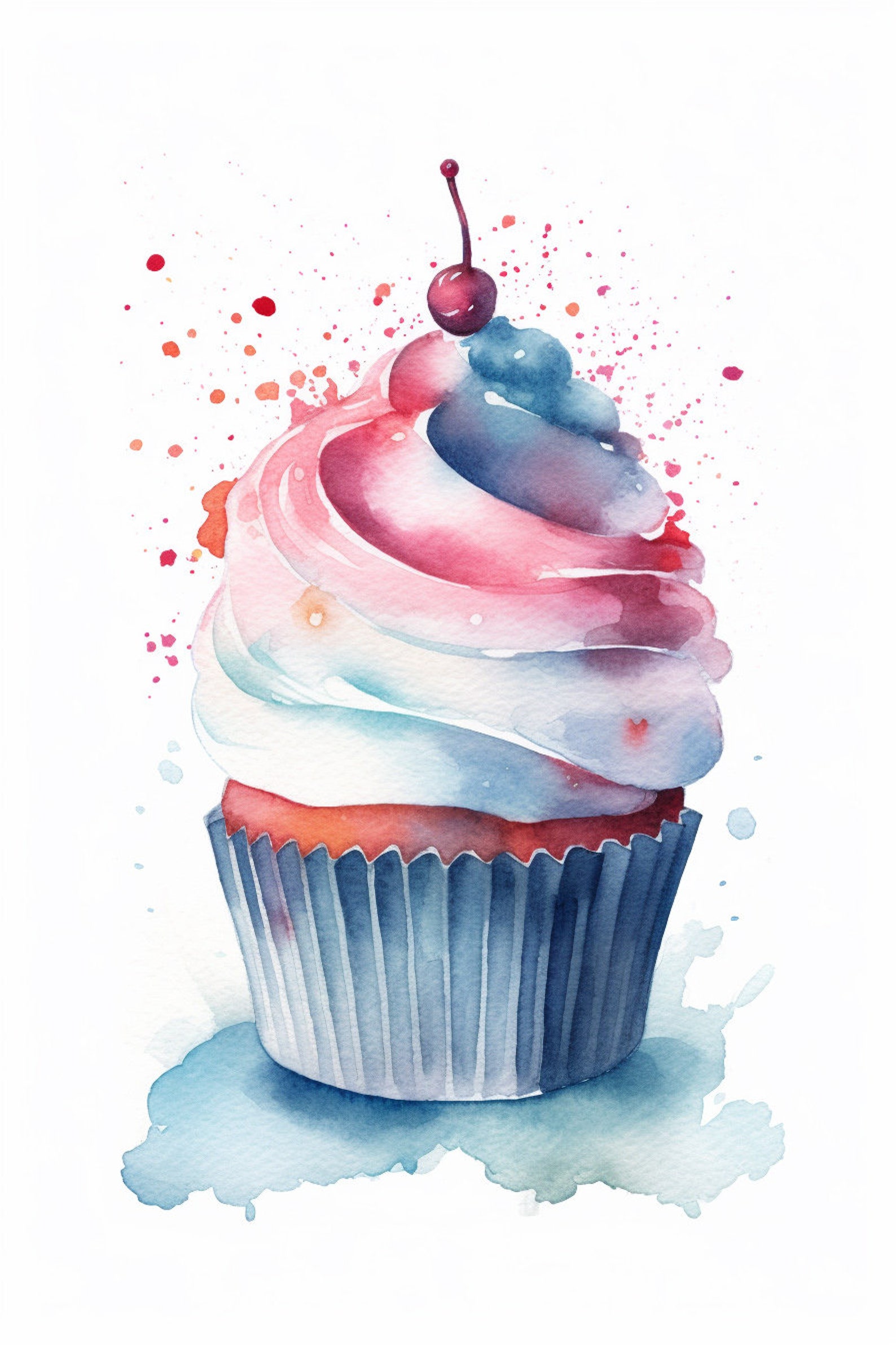 Watercolor Birthday Cupcake With Candle Clipart, 12 High Quality ...
