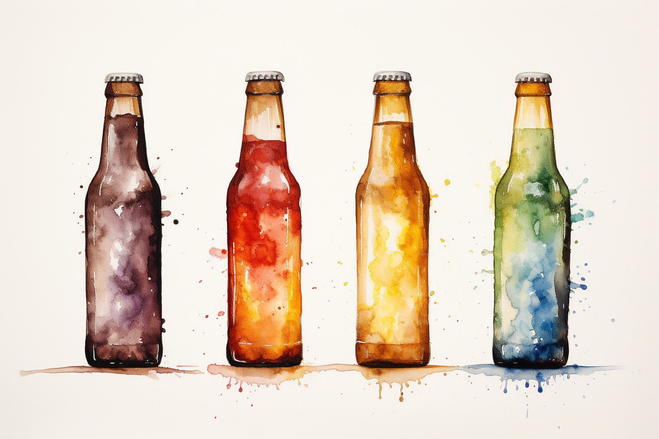 Watercolor Beers Set Clipart, 11 High Quality Watercolor Beers File JPG ...
