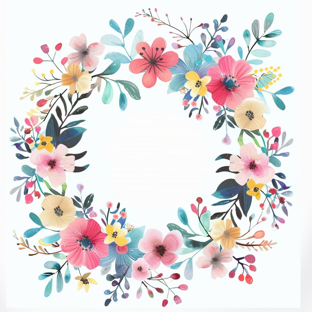 Watercolor Mother's Day Pastel Colors Wreath Clipart, 12 High Quality ...