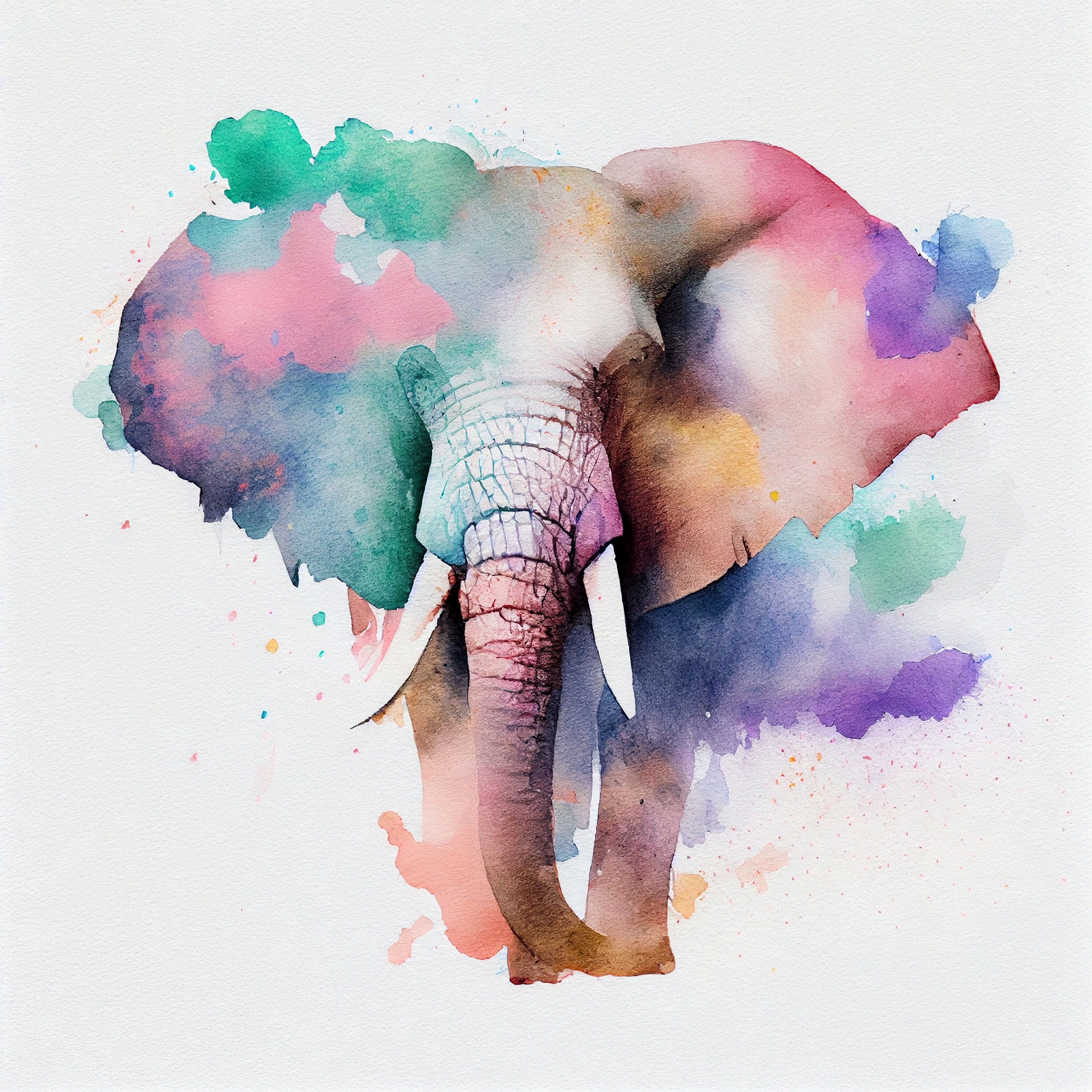 Watercolor Cloud Elephant Head Clipart, 8 High Quality Elephant Head ...