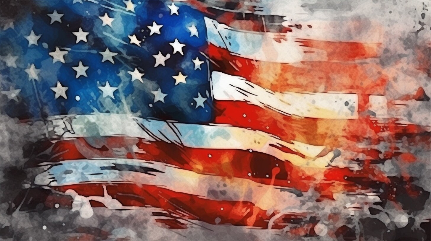Watercolor Grunge American Flag Clipart, 10 High Quality Grunge ...