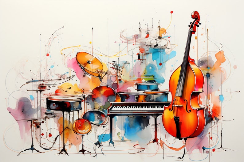 Watercolor Musical Instruments Clipart, 10 High Quality Watercolor ...
