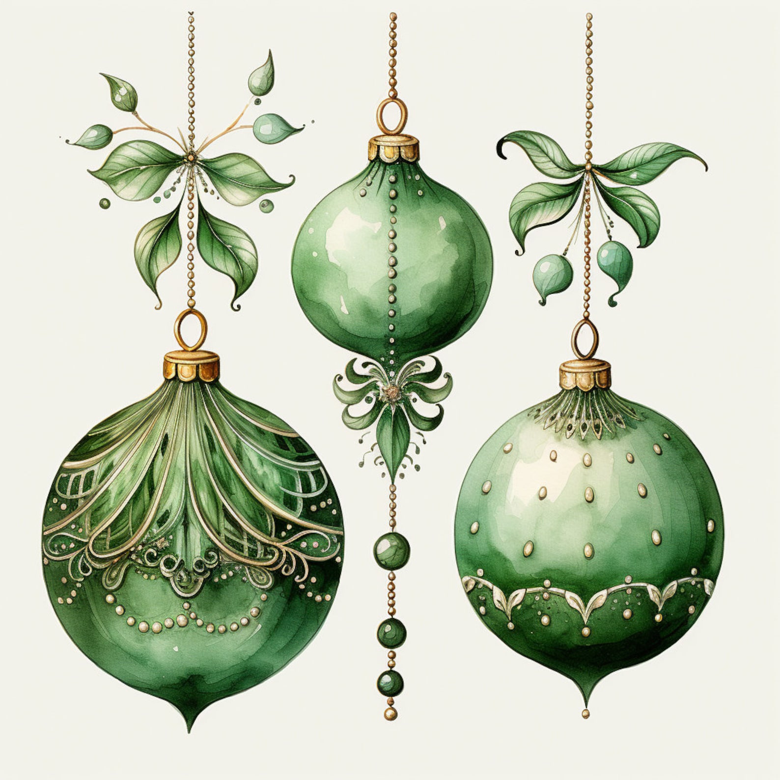 Watercolor Christmas Ornament Clipart, 12 High Quality Christmas ...
