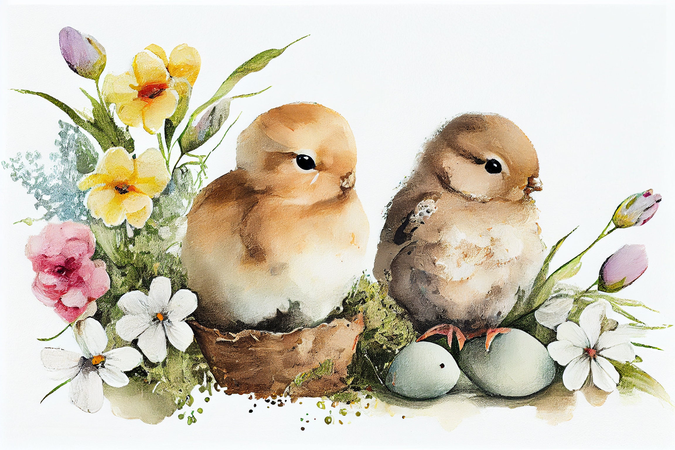 Watercolor Baby Chicken Clipart, 8 High Quality Baby Chicken Easter ...