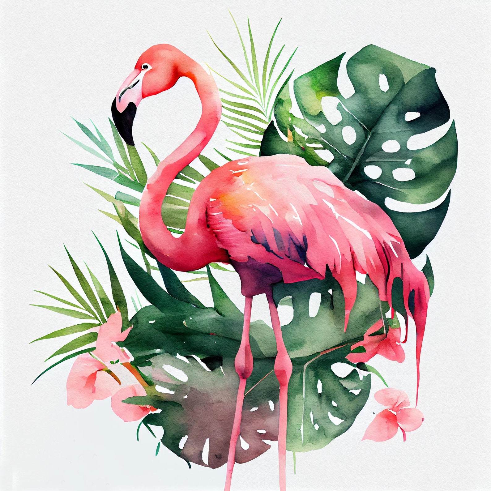 Watercolor Flamingo Clipart, 10 High Quality Flamingo Jpgs, for Card ...
