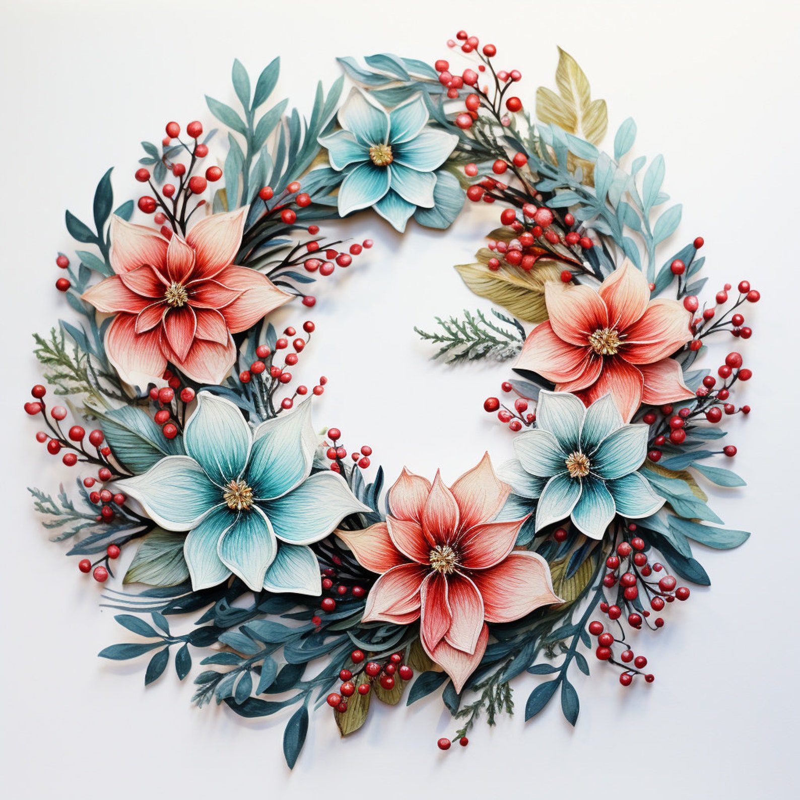 Watercolor Christmas Wreaths Clipart, 12 High Quality Christmas Wreaths ...