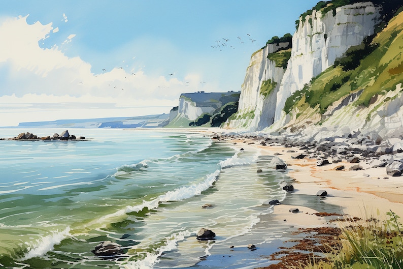 Watercolor Rügen Chalk Cliffs Clipart, 12 High Quality Rügen Chalk ...