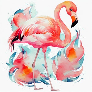 Watercolor Flamingo Clipart, 10 High Quality Flamingo Jpgs, for Card ...