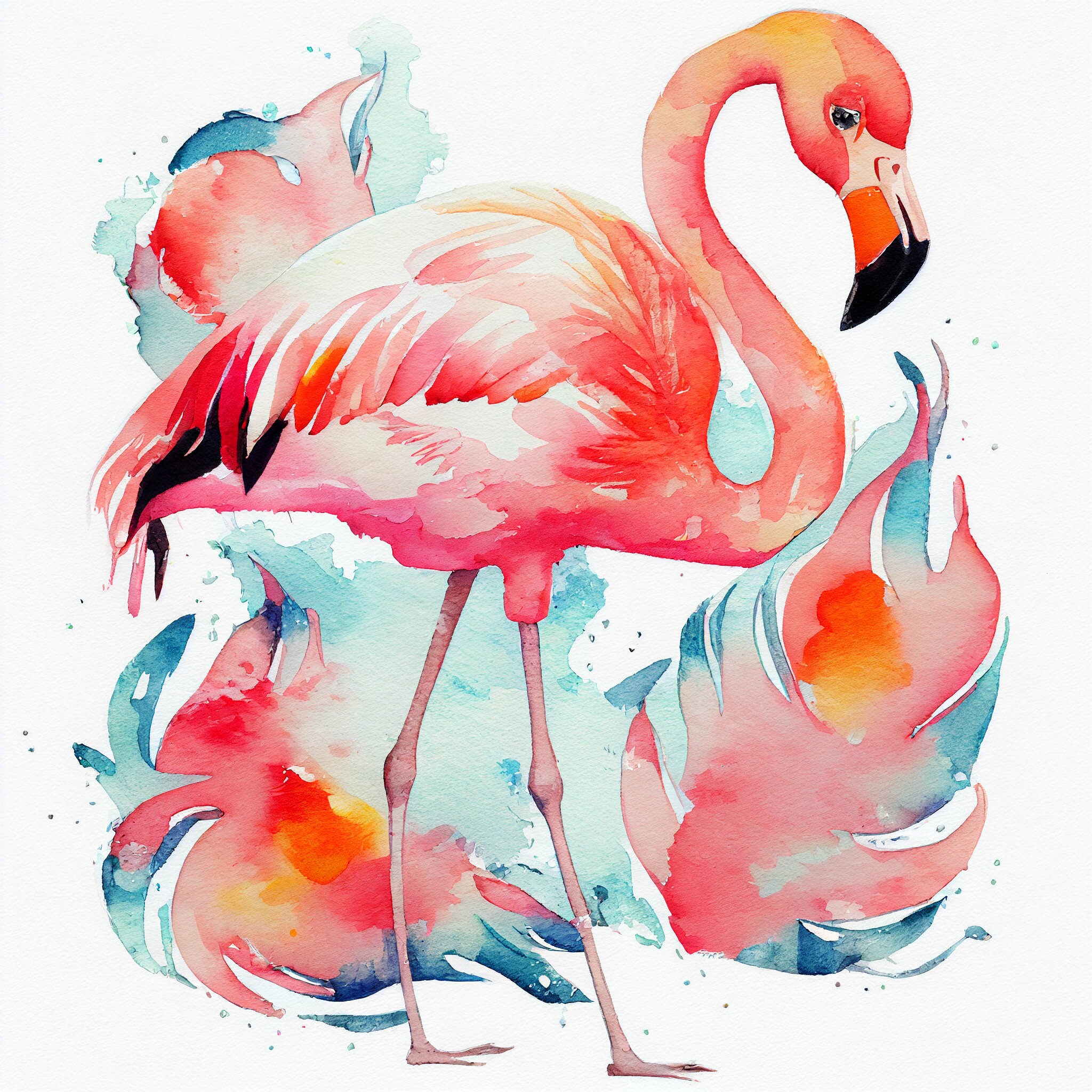 Watercolor Flamingo Clipart, 10 High Quality Flamingo Jpgs, for Card ...