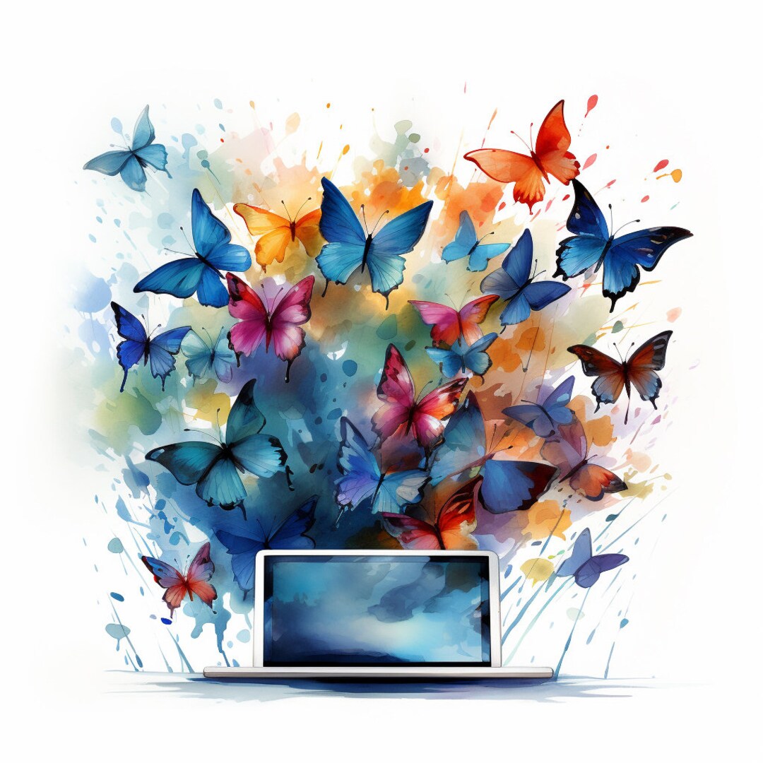 Watercolor Butterflies Tablet Set Clipart, 10 High Quality Watercolor ...