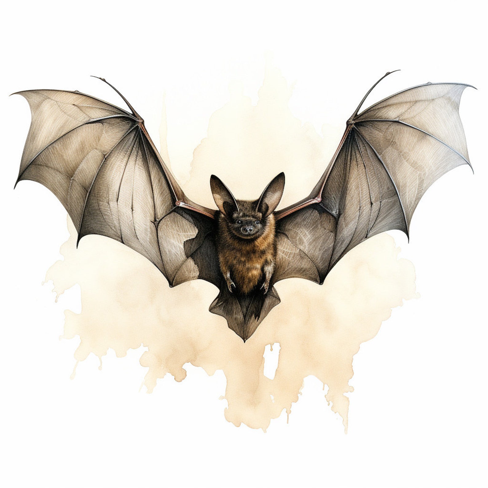 Watercolor Bat Halloween Clipart, 10 High Quality Bat Halloween Jpgs ...