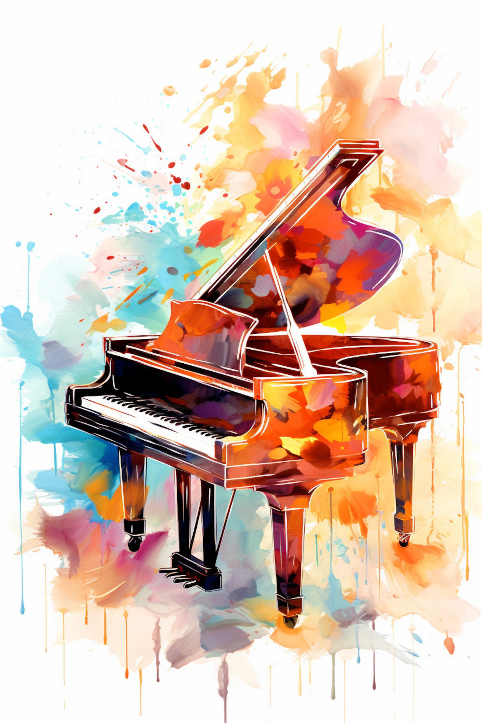 Watercolor Musical Piano Clipart, 12 High Quality Watercolor Musical ...