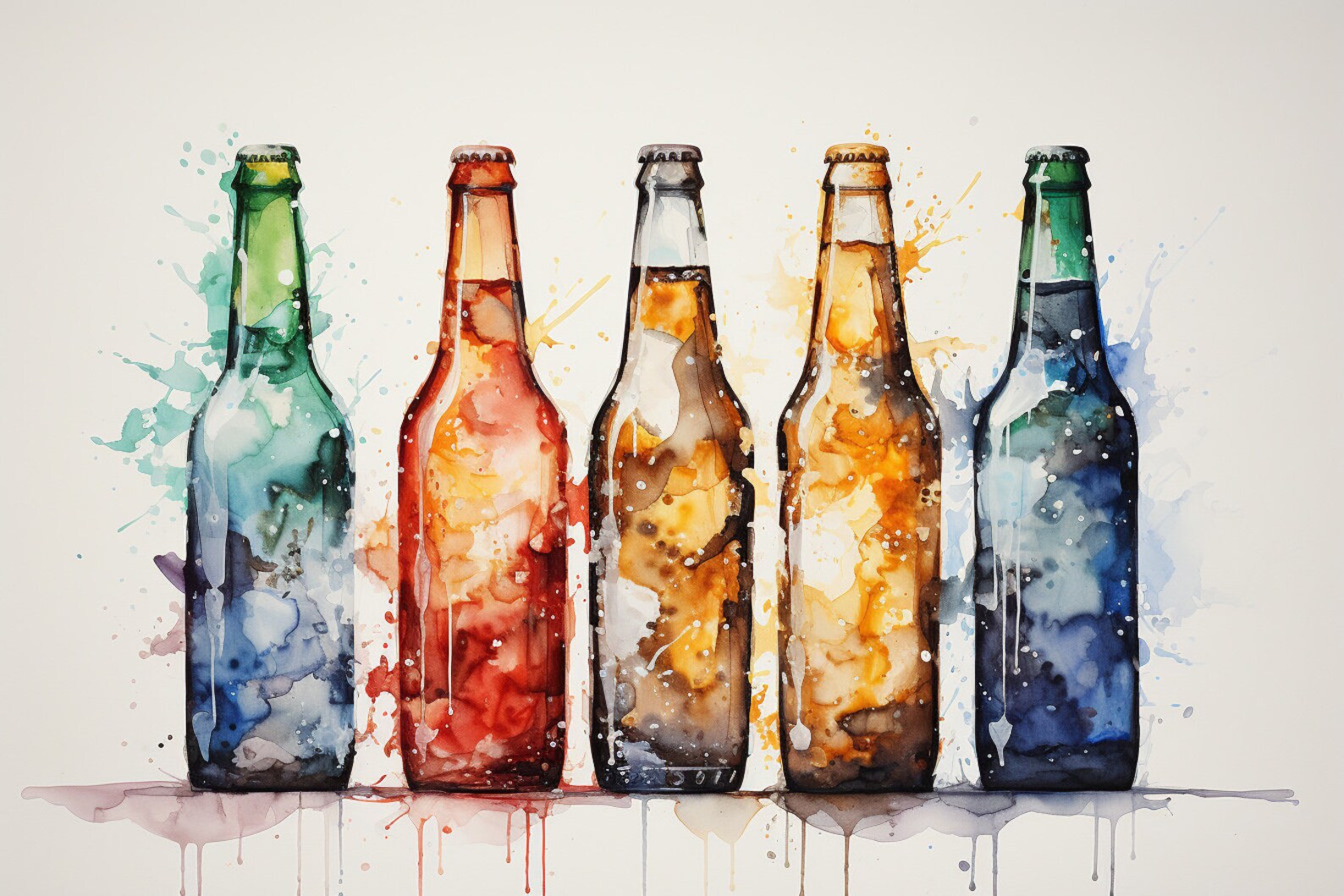 Watercolor Beers Set Clipart, 11 High Quality Watercolor Beers File JPG ...