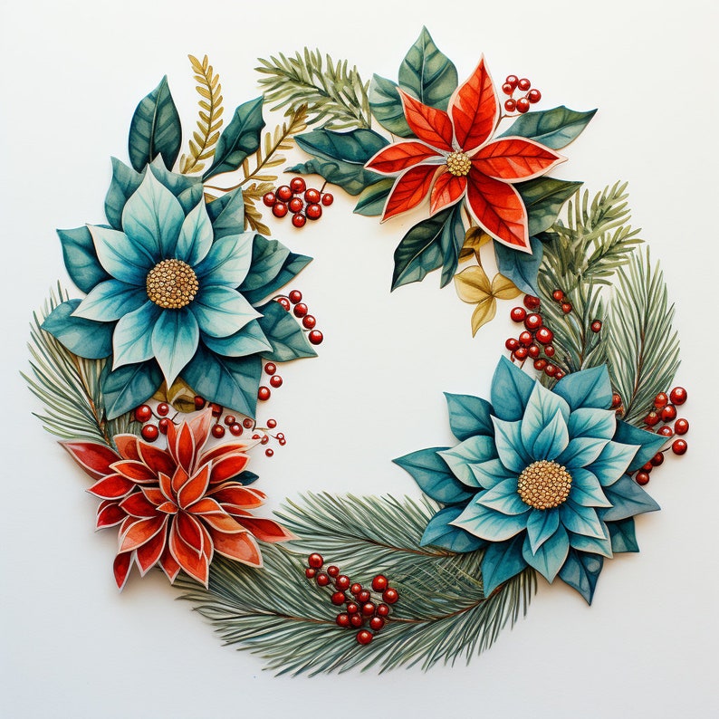 Watercolor Christmas Wreaths Clipart, 12 High Quality Christmas Wreaths ...