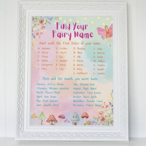 Fairy Birthday Game Find Your Fairy Name Printable Make Your Own Fairy ...