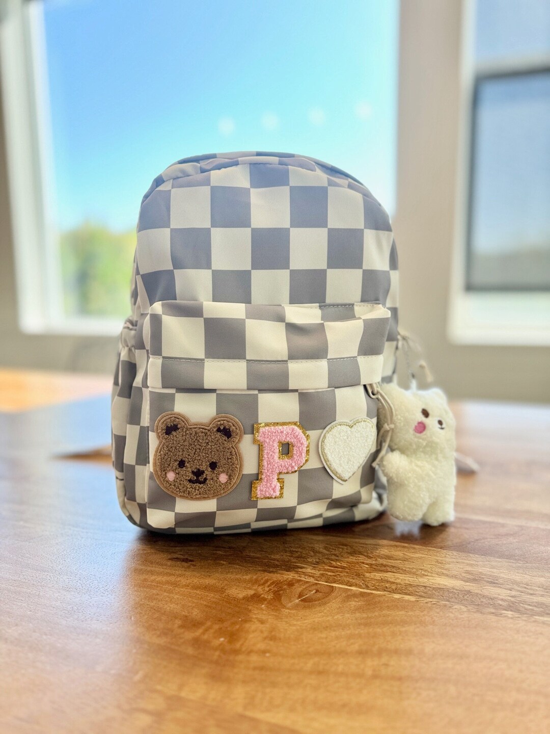 Custom Patch Letter Backpack Chenille Patch Backpack Small Daisy Print ...