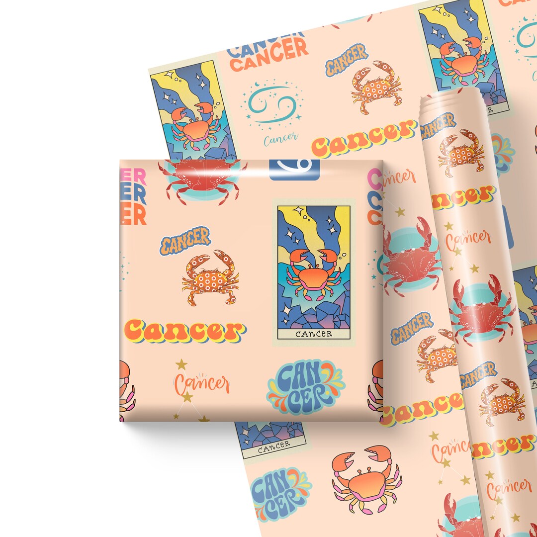 Cancer Sign Wrapping Paper Zodiac Print Gift Wrap for Sister Cancer Sign Birthday Gift Wrap for ...