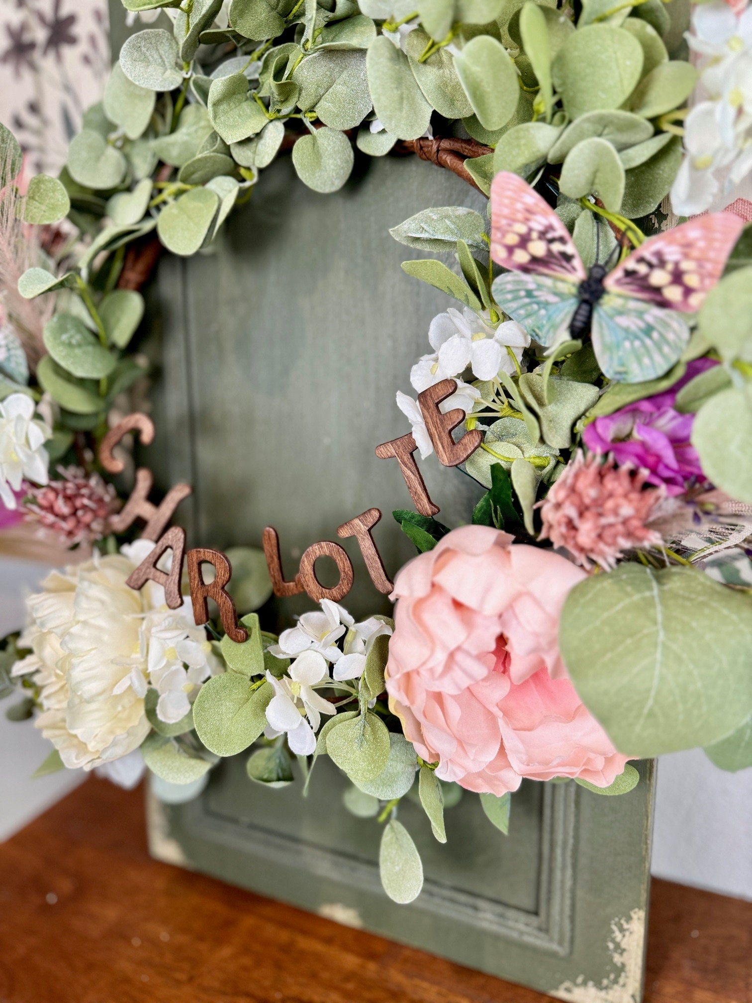 Wood Letters Custom Name Wreath Letters to Personalized Flower ...